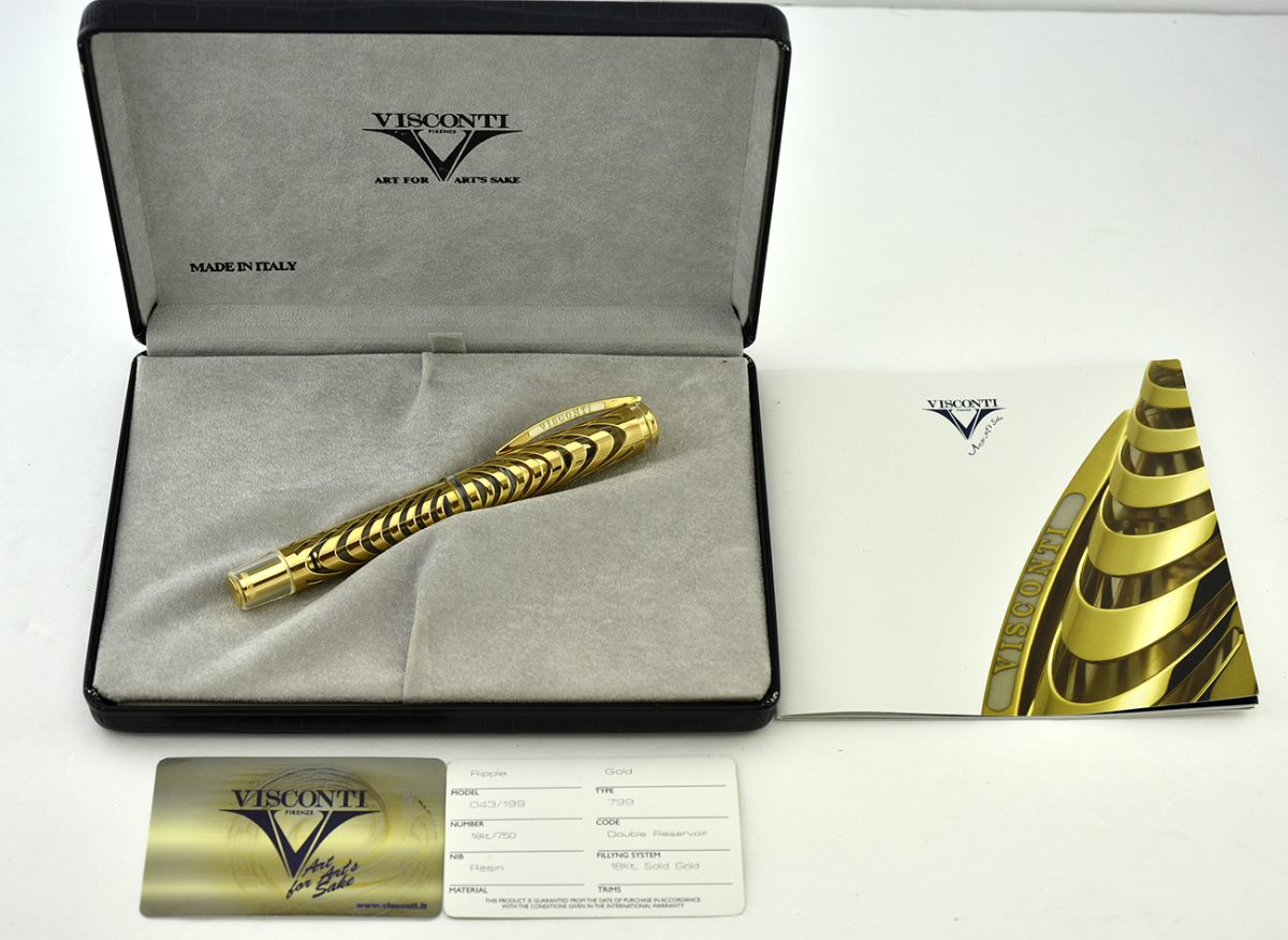 VISCONTI RIPPLE GOLD SKELETON LIMITED EDITION OF 199 FOUNTAIN PEN ...