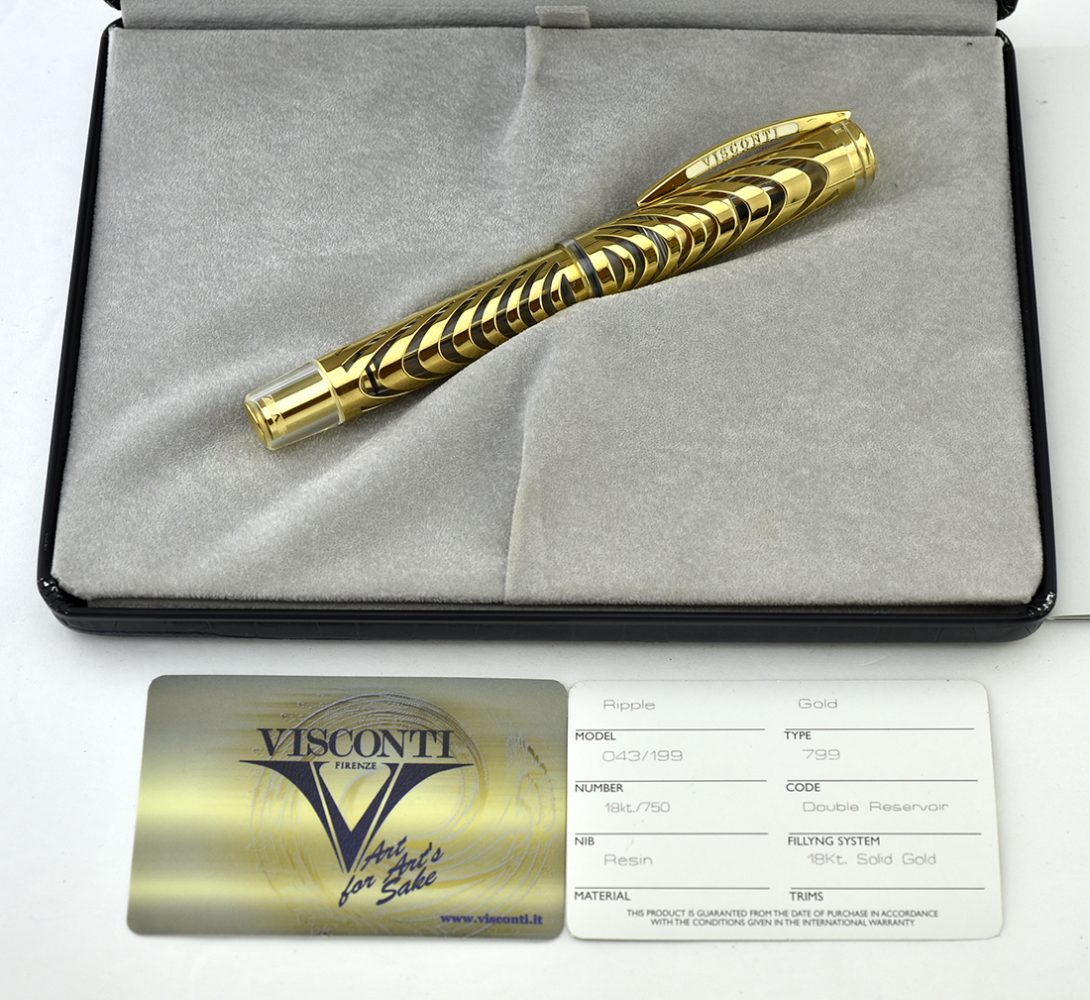 VISCONTI RIPPLE GOLD SKELETON LIMITED EDITION OF 199 FOUNTAIN PEN ...